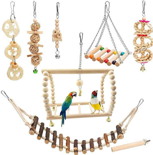 8 Pack Extra Large Bird Toys for Parakeet Toys for Bird Cage Accessori ...